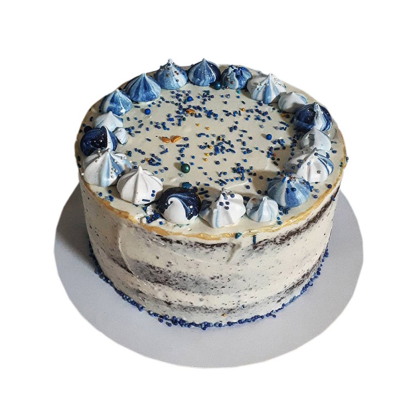 Torta ukrasena belo plavim slagom