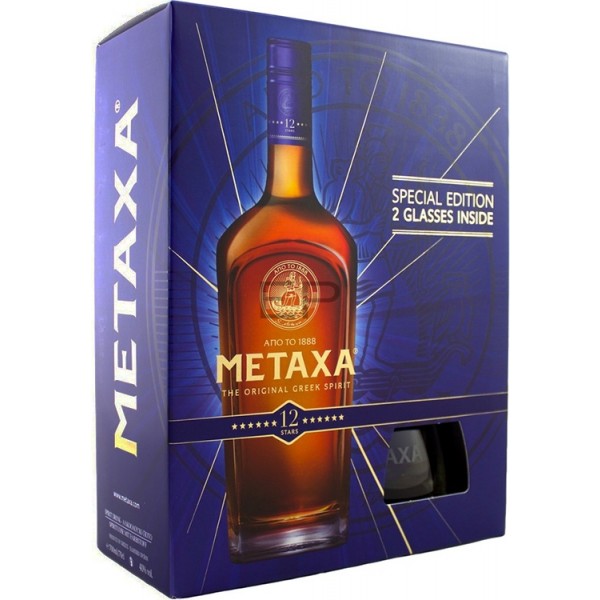 Metaxa 12* Gift sa dve čaše 0.70l