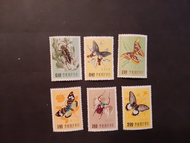 Marke 1475 Taiwan leptiri falcovano cela serija