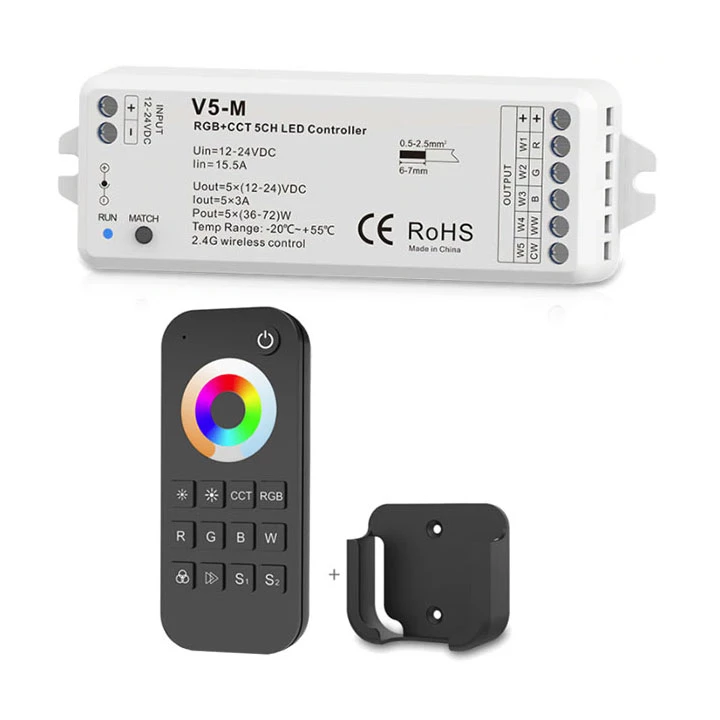 LED kontroler RGB/W/WW sa daljinskim RF, 5x3A, 12/24VDC