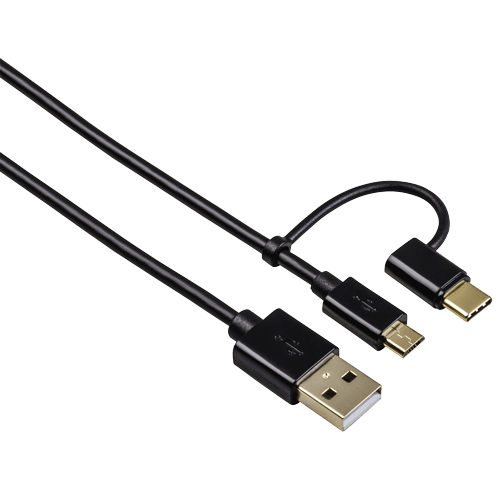 HAMA USB kabl Micro USB na USB Tip C (Crni)