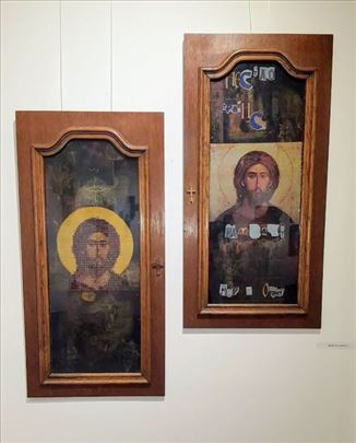 Колаж-икона са Христовим ликом 100х50 цм