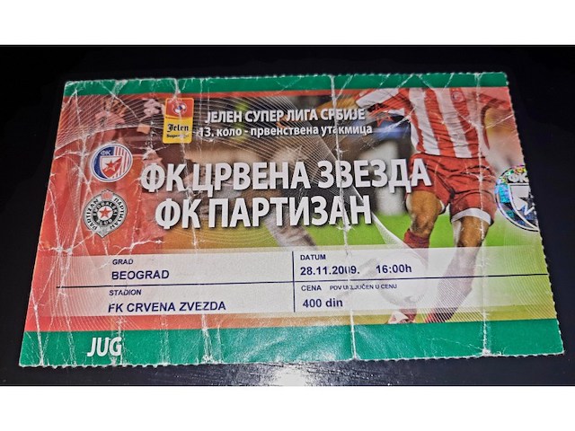 CRVENA ZVEZDA-PARTIZAN ulaznica 28.11.2009.