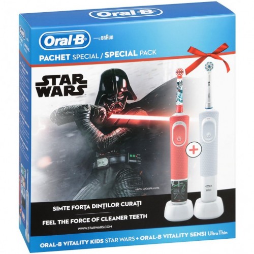 Električna četkica za zube Oral B D100 adults + D100 kids Star Wars