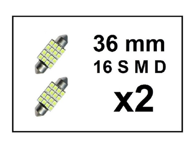 LED Sijalica - 36 mm - 16 SMD - 2 komada