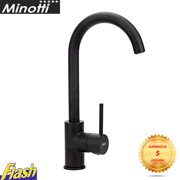 Jednoručna slavina za sudoperu (2 cevi) – Minotti TUBO (crna) – 6118-B