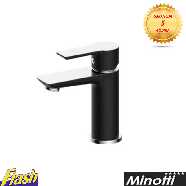 Jednoručna slavina za lavabo (crna/hrom) – Minotti Stela – 2312