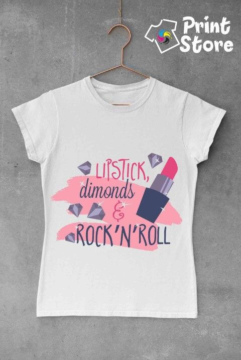 Ženske majice – Lipstick dimonds and ROCK ‘N’ ROLL