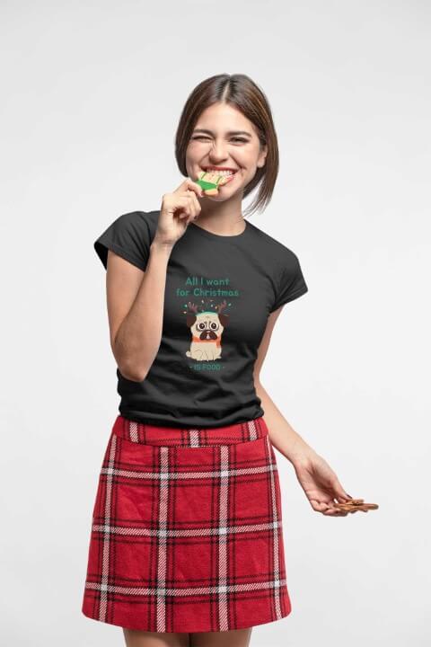 Ženske novogodišnje majice – All I want for Christmas is food