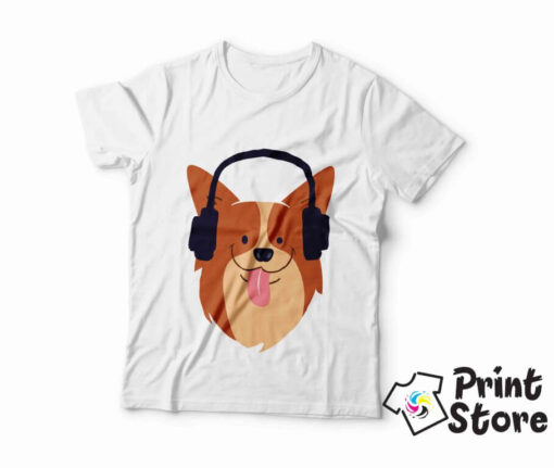 Muške majice – Pas sa slušalicama