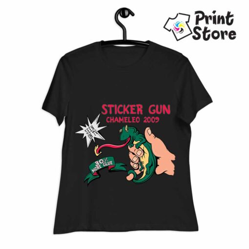 Ženske majice – Sticker gun chameleon