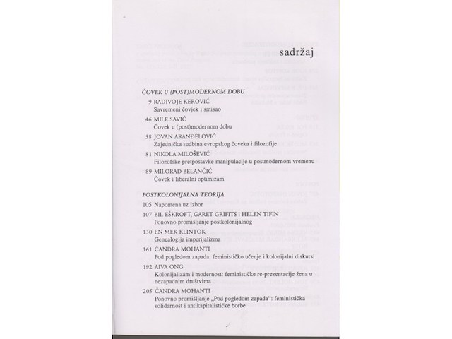 ČOVEK U (POST)MODERNOM DOBU Treći program 125-126/2005