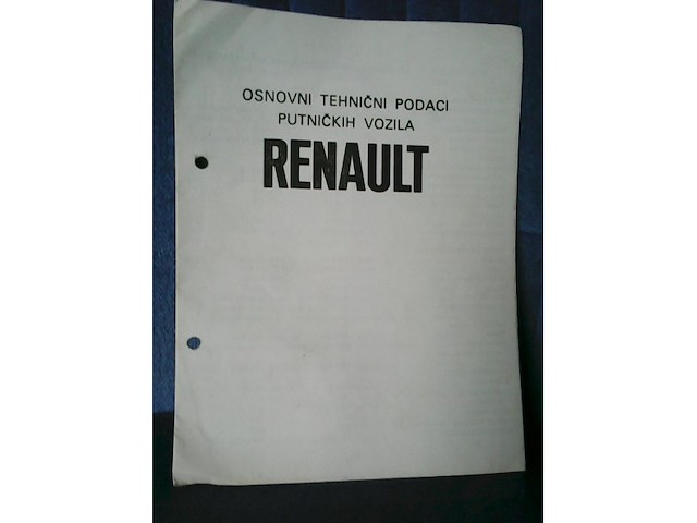 AUTO RENAULT OSNOVNI TEHNIČKI PODACI