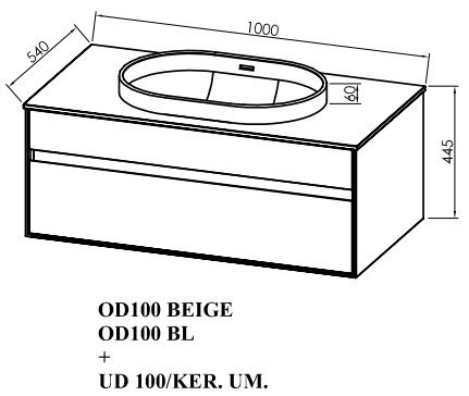 DONNA OD 100 BL/WH ormarić s fiokom za umivaonik (crna/bela)