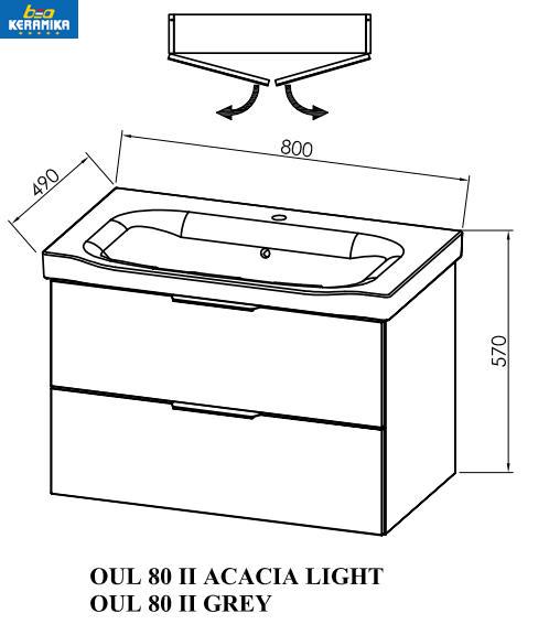 LANA OUL 80 II GRAY kolpa san ormarić s umivaonikom – fioka (siva)