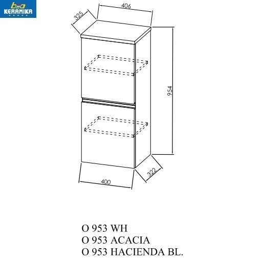 OXANA O 953 AL kolpa san ormarić s vratima (svetla akacija)