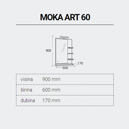 PINO ART OGLEDALO MOKA ART 60