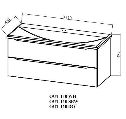 TARA OUT 110 DO kolpa san ormarić s umivaonikom od livenog mermera (satin hrast)