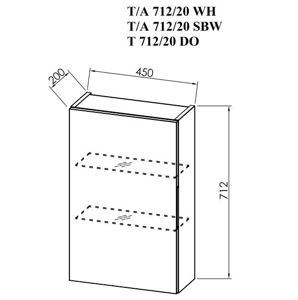 TARA T/A 712/20 SBW kolpa san ormarić s vratima (satin hrast)