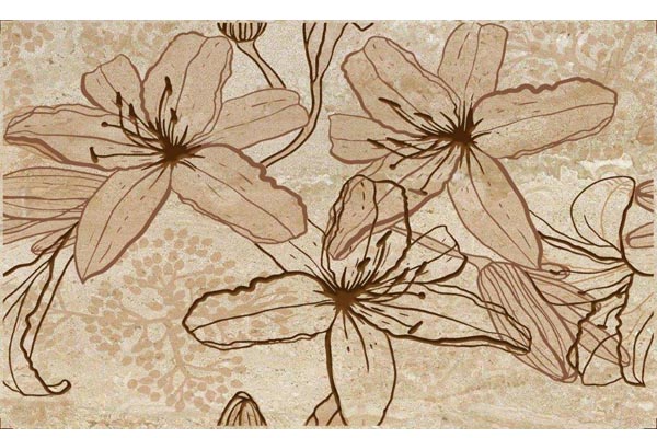 TRAVERTINO Flowers inserto 25×40