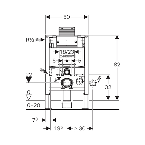 GEBERIT DUOFIX H=98CM. OMEGA 111.038.00.1