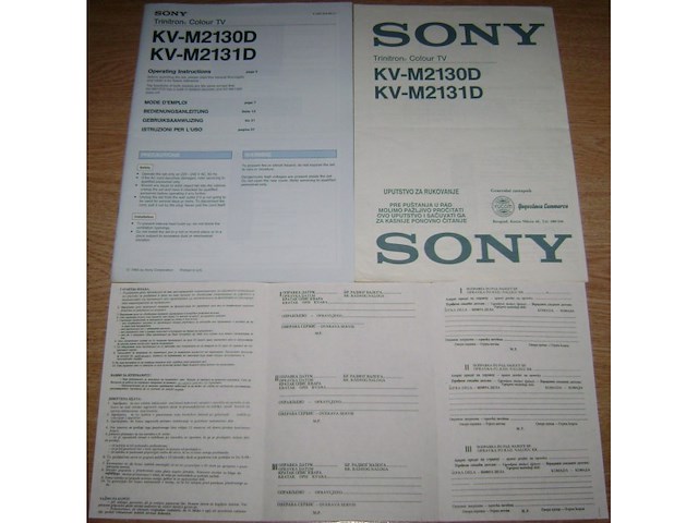 Uputstvo Za Televizor `Sony` KV-M2130D,KV-M2131D
