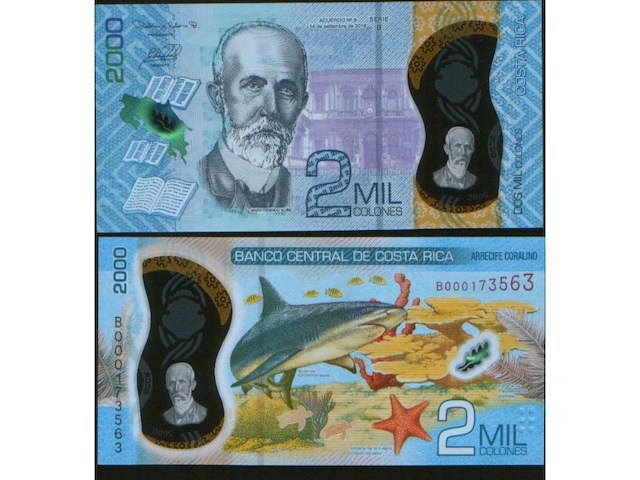 Costa Rica 2000 Colones 2018-2020 UNC Polymer.