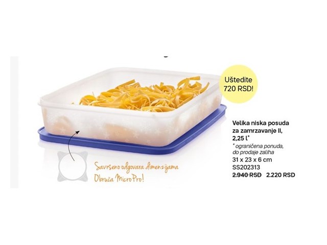 Tupperware Velika niska posuda za zamrzavanje 2,25l