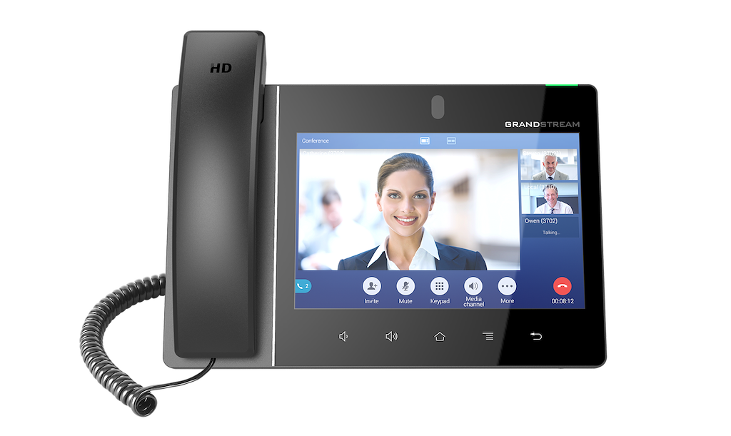 Grandstream GXV3380 Multimedia Android 16-line/16-SIP VoIP HD telefon, 8"(1280×800) touch screen TFT, 2MPix Full-HD kamera, Bluetooth, WiFi 2.4/5GHz Dual-band, USB, SD, HDMI, 2 x GE PoE+ (IPVideoT...