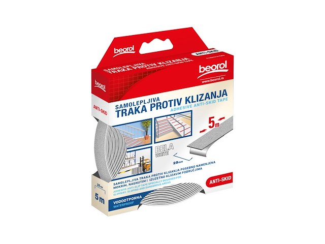 Samolepljiva traka protiv klizanja Anti-Skid 25mm x 5m, bela