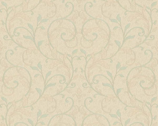 A.S. Création Wallpaper «Floral, Beige, Blue, Green, Turquoise» 370574