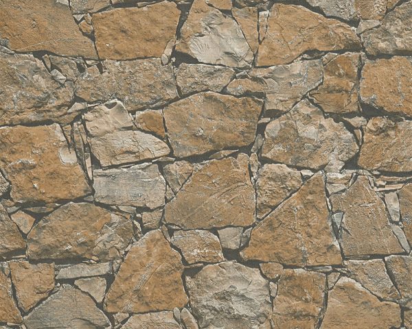 A.S. Création Wallpaper «Stone, Cottage, Beige, Black, Brown» 958631