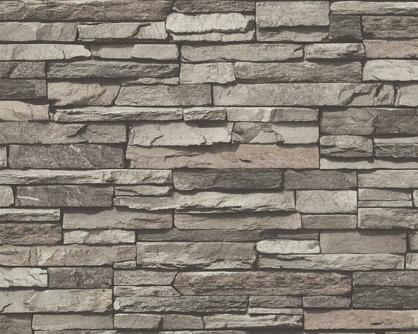 A.S. Création Wallpaper «Stone, Cottage, Black, Cream, Grey» 958331