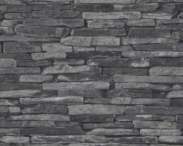 A.S. Création Wallpaper «Stone, Cottage, Black, Grey» 914224