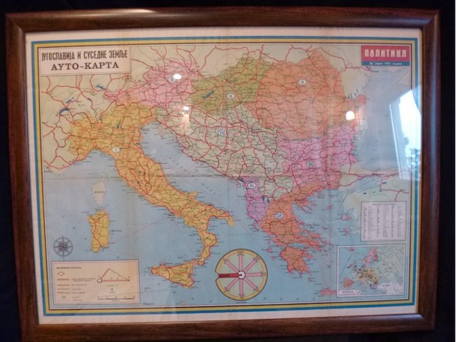 Karta Jugoslavija i susedne zemlje 1977