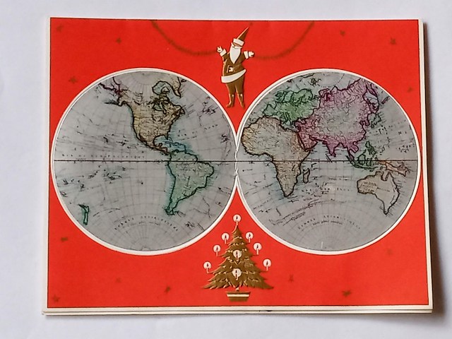 Novogodišnja - Deda Mraz - Karta Zemlje - 1970.g