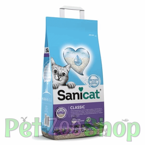 Negrudvajući posip za mačke sa nežnim mirisom lavande Sanicat Classic Lavender 8L