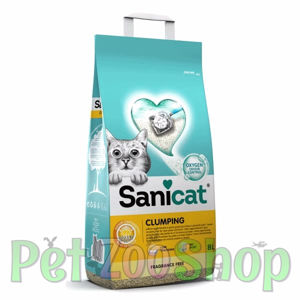 Sanicat Posip za Mačke Clumping Unscented 8L