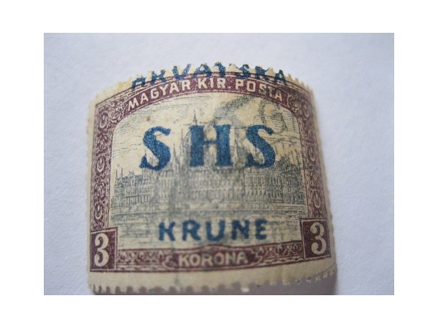 SHS Hrvatska, 1918., žigos, 3 krune POMEREN pretisak