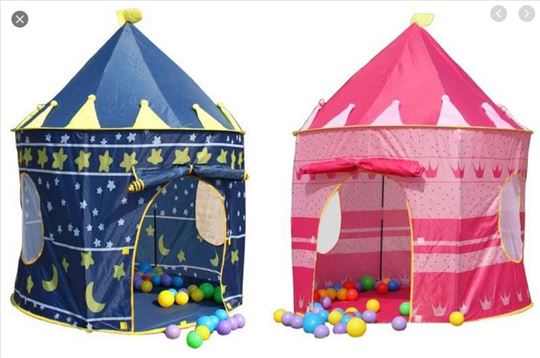 Šator dvorac za decu roze i plavi okrugli mobilni