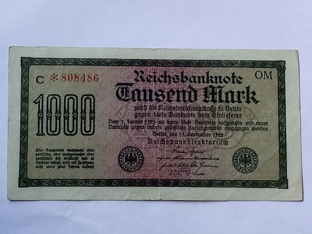 1000 Maraka 1922.g - Nemačka - LEPA -
