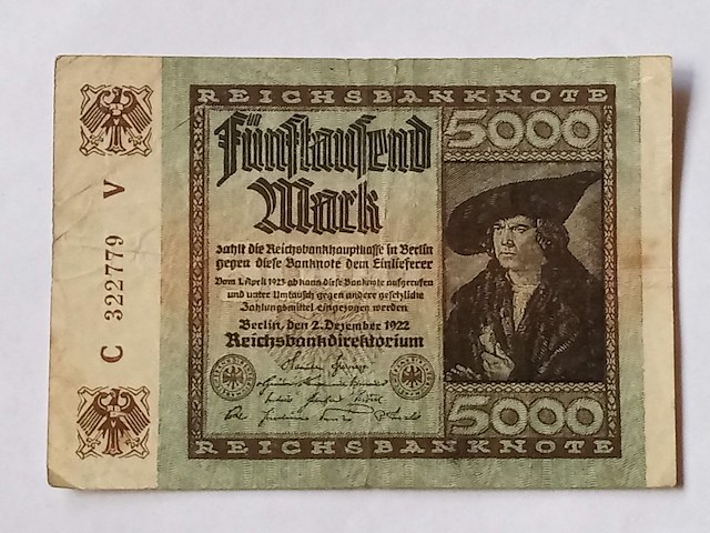5000 Maraka 1922.g - Nemačka -