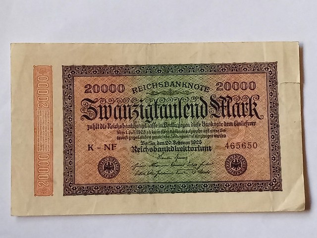 20 000 Maraka 1923.g - Nemačka  - Zacepana -