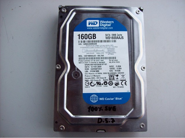 160 Gb WD sata II - 3.5 inca - WD1600AAJS - 100% sve