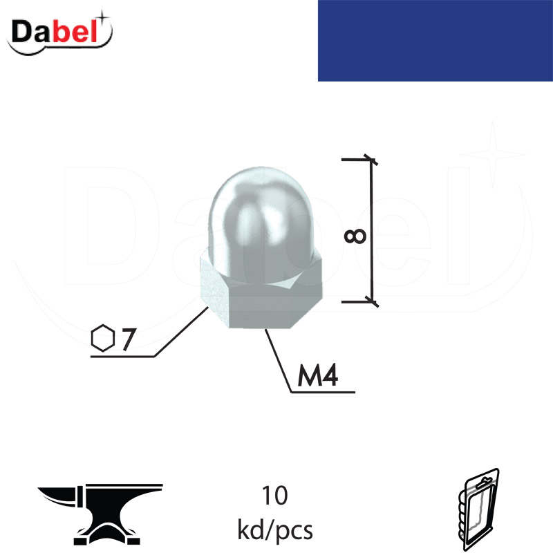 Navrtka-matica NV2 ZnB M4/7/8mm (10kom) 627/1587 DBP4