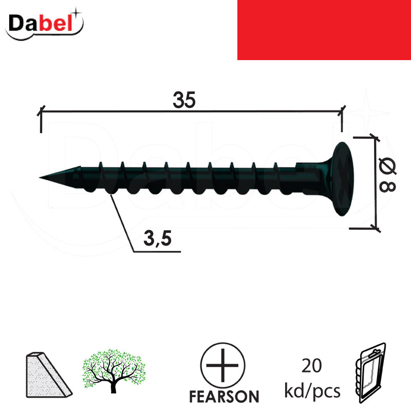Vijak za gips VG1 Crna 3,5×35/8mm