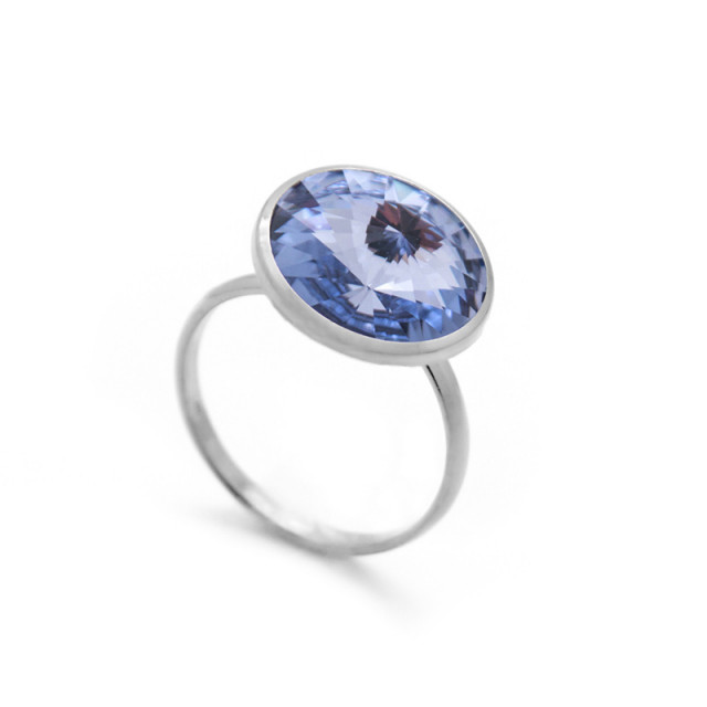 Ženski victoria cruz basic l light sapphire prsten sa swarovski plavim kristalom ( a2405-09a )