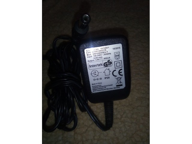 AC-DC Adapter 3,6V 800mA  model:SW-036080EU-T