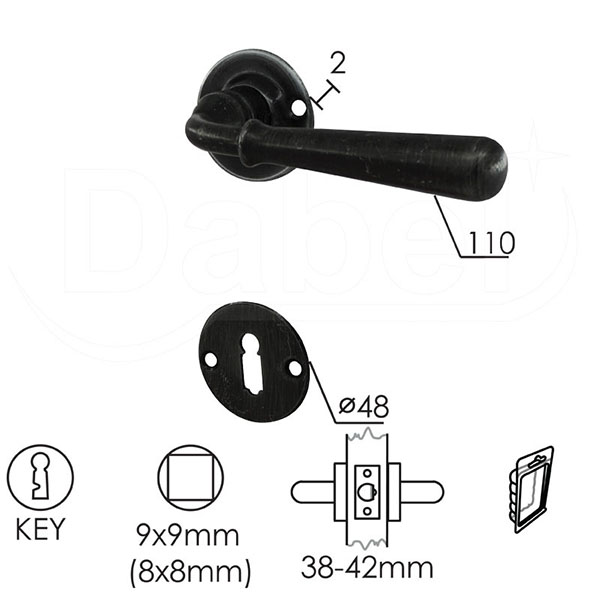 Kvaka rozeta za vrata SANJA Ac fi48/2/110/8/9mm Klj