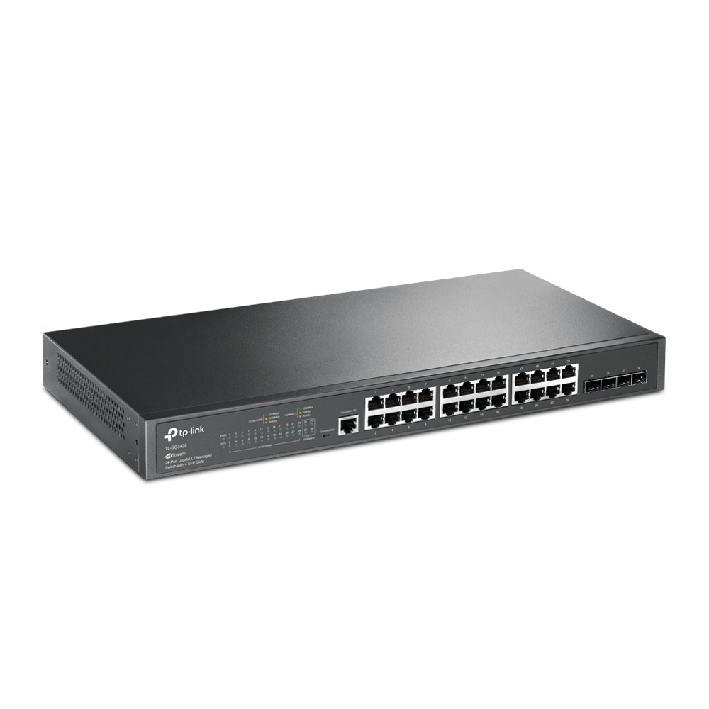 TP-Link TL-SG3428 Omada L3-lite upravljiv cloud svič 24 port 10/100/1000Mb/s + 4 SFP GbE, VLAN, SNMP, RMON, storm control, L2~L4 QoS, IGMP, ACL, port security, Zero-Touch Provision, Web / iOS / An...